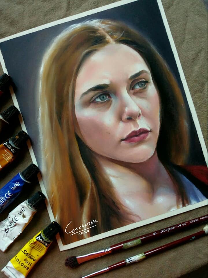 ArtStation - Elizabeth Olsen Portrait Painting