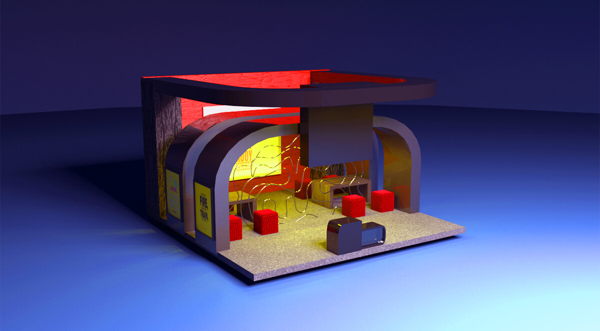 ArtStation - 3d low poly cafe