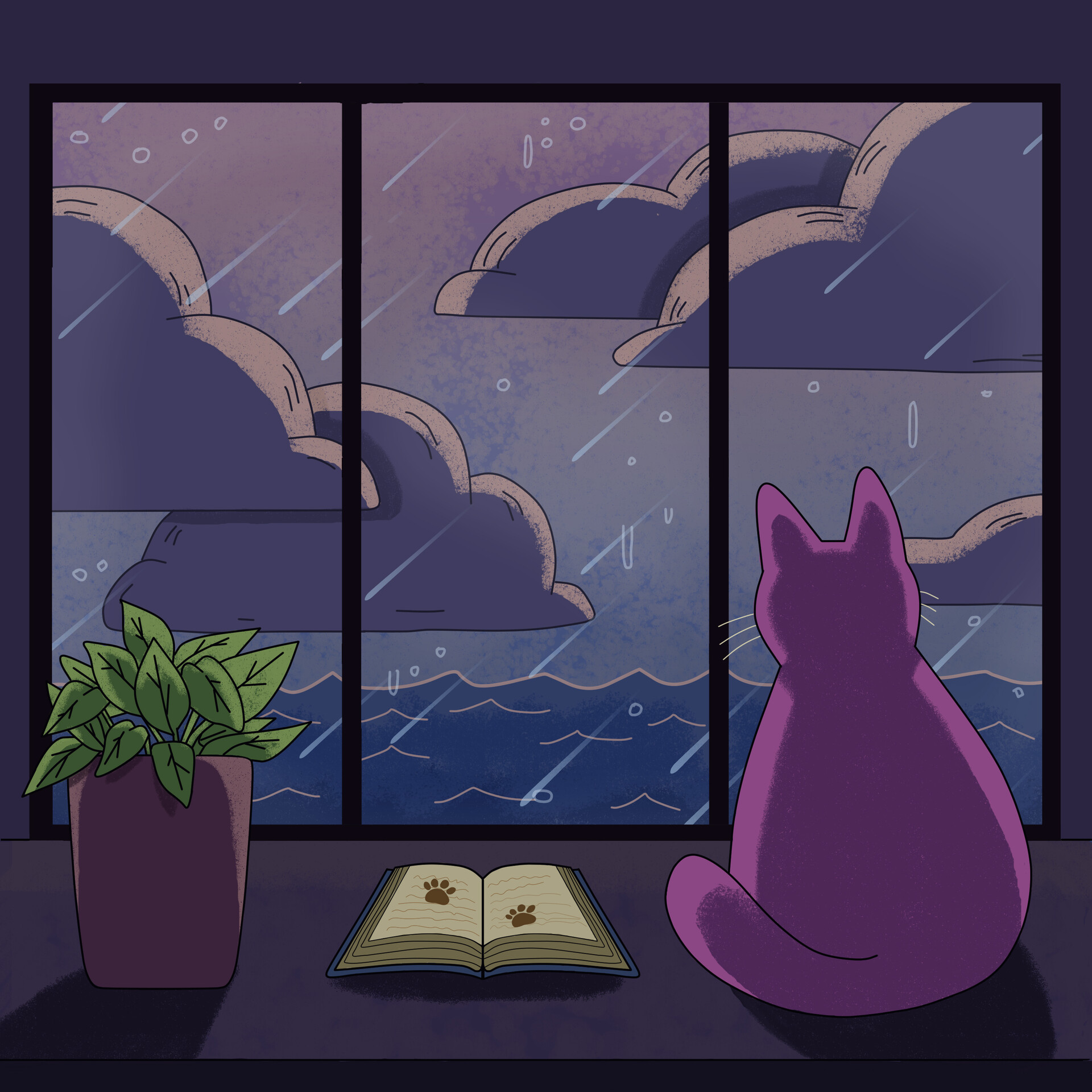 ArtStation - Reading During a Thunderstorm