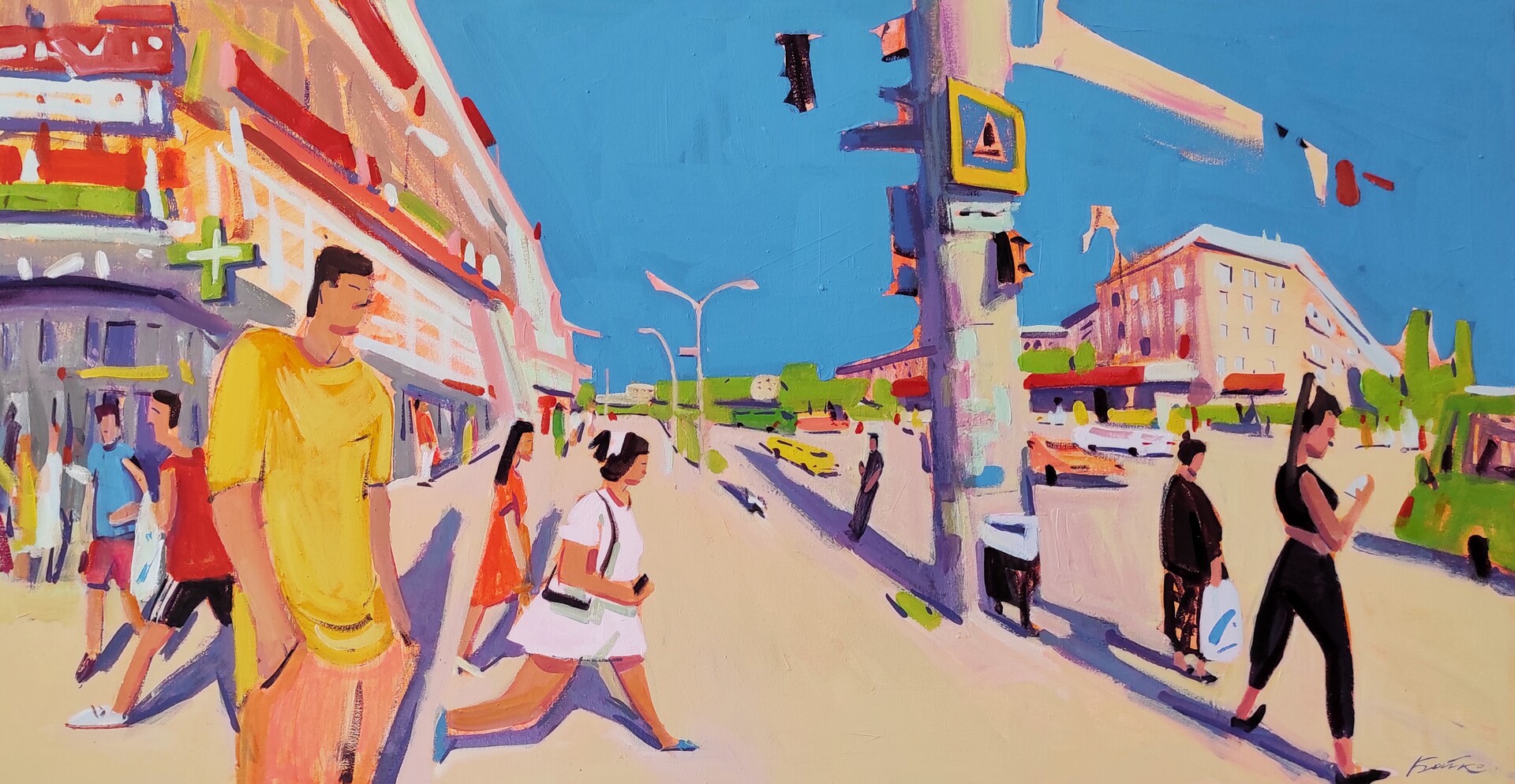 ArtStation - People on the street. Acrylic painting on canvas
