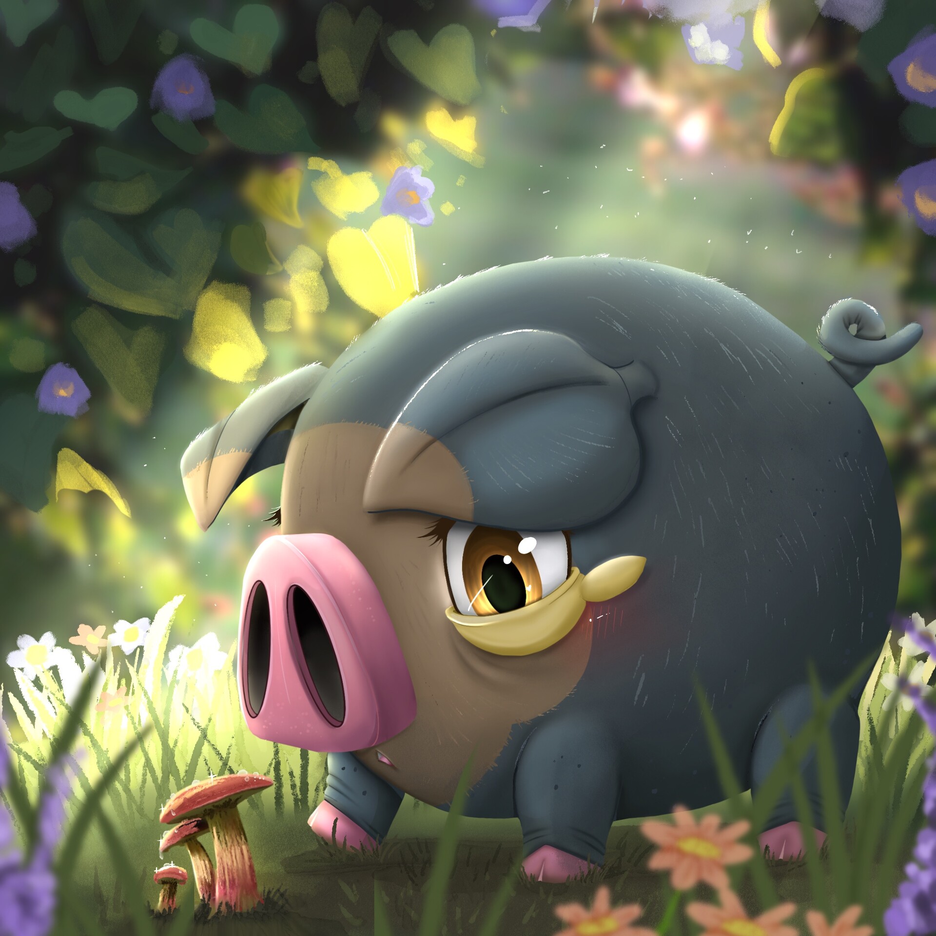 ArtStation - Le Chonk sniffing out a prized mushroom.