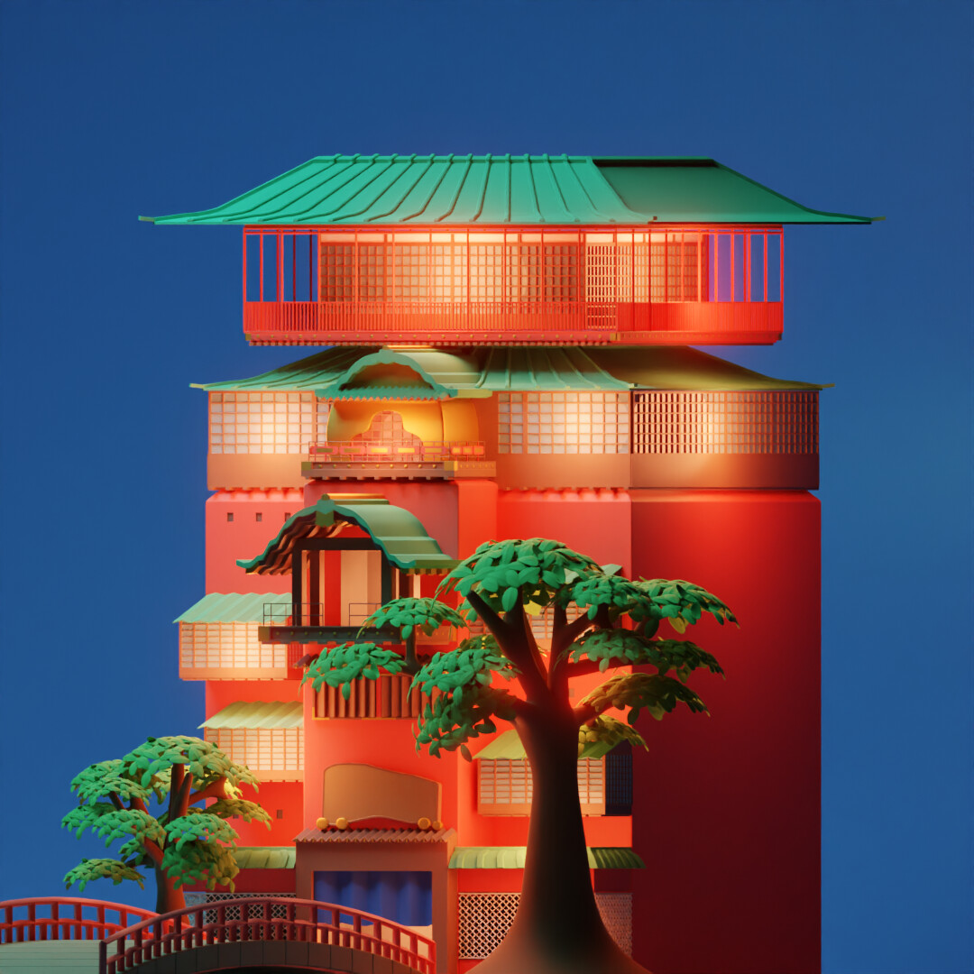 ArtStation - Spirited Away Bath House