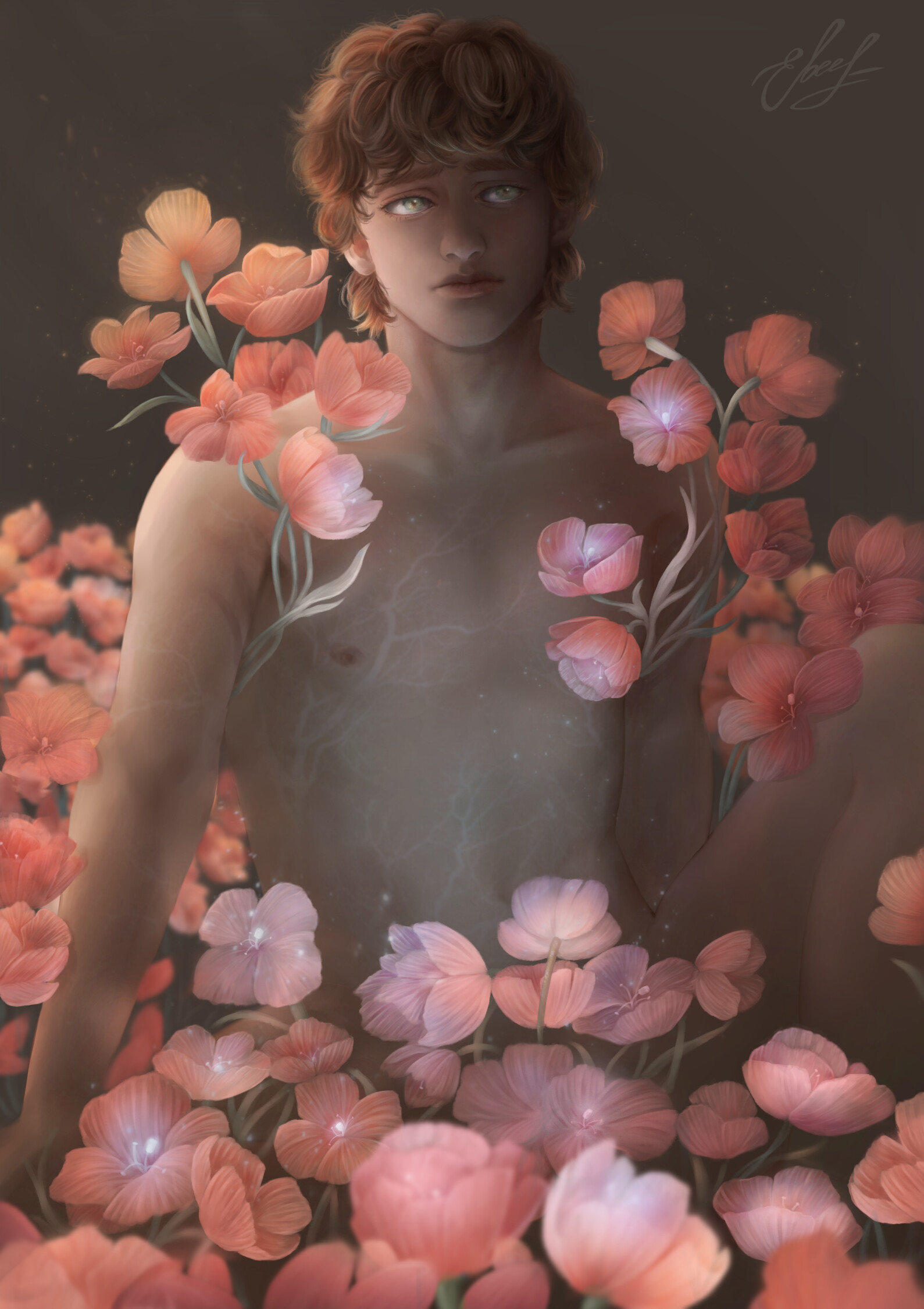 ArtStation - Boy in flowers
