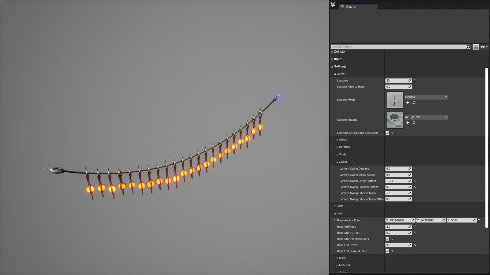 Ghislain GIRARDOT - Unreal Engine Blueprint System - Catenary Curve