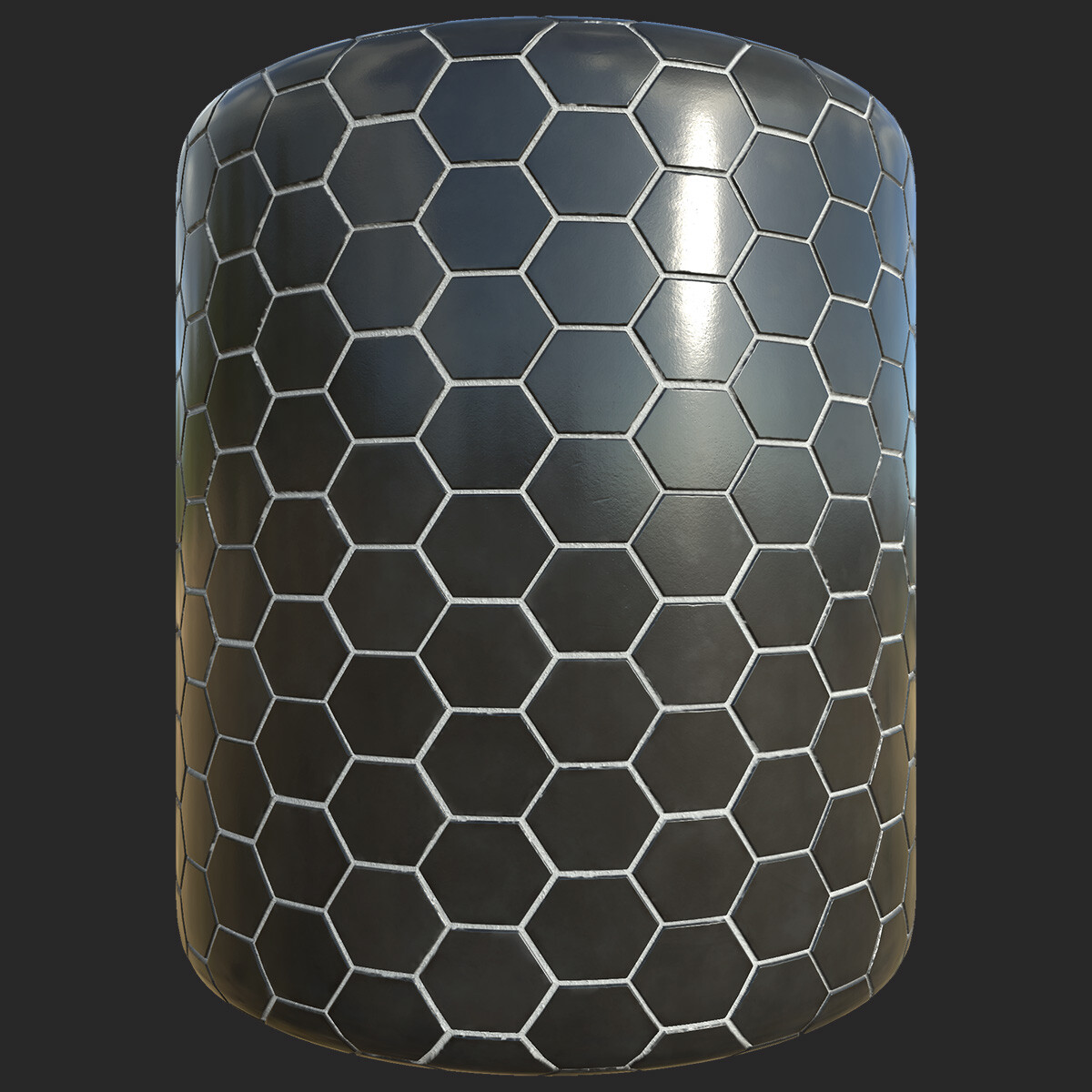 TextureCan - Hexagonal Black Ceramic Tiles (FREE PBR Texture)