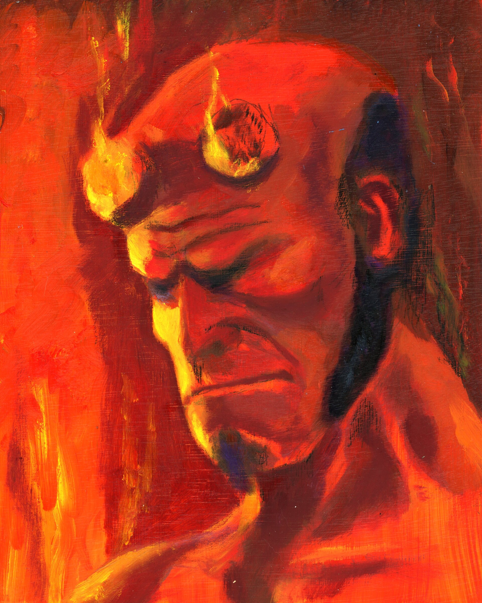 ArtStation - Hellboy Commission 8x12 oil paint