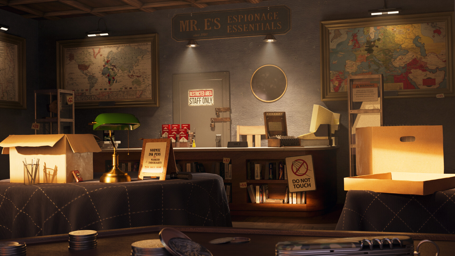 ArtStation - 90's Espionage History and Gadgets Shop (Day)