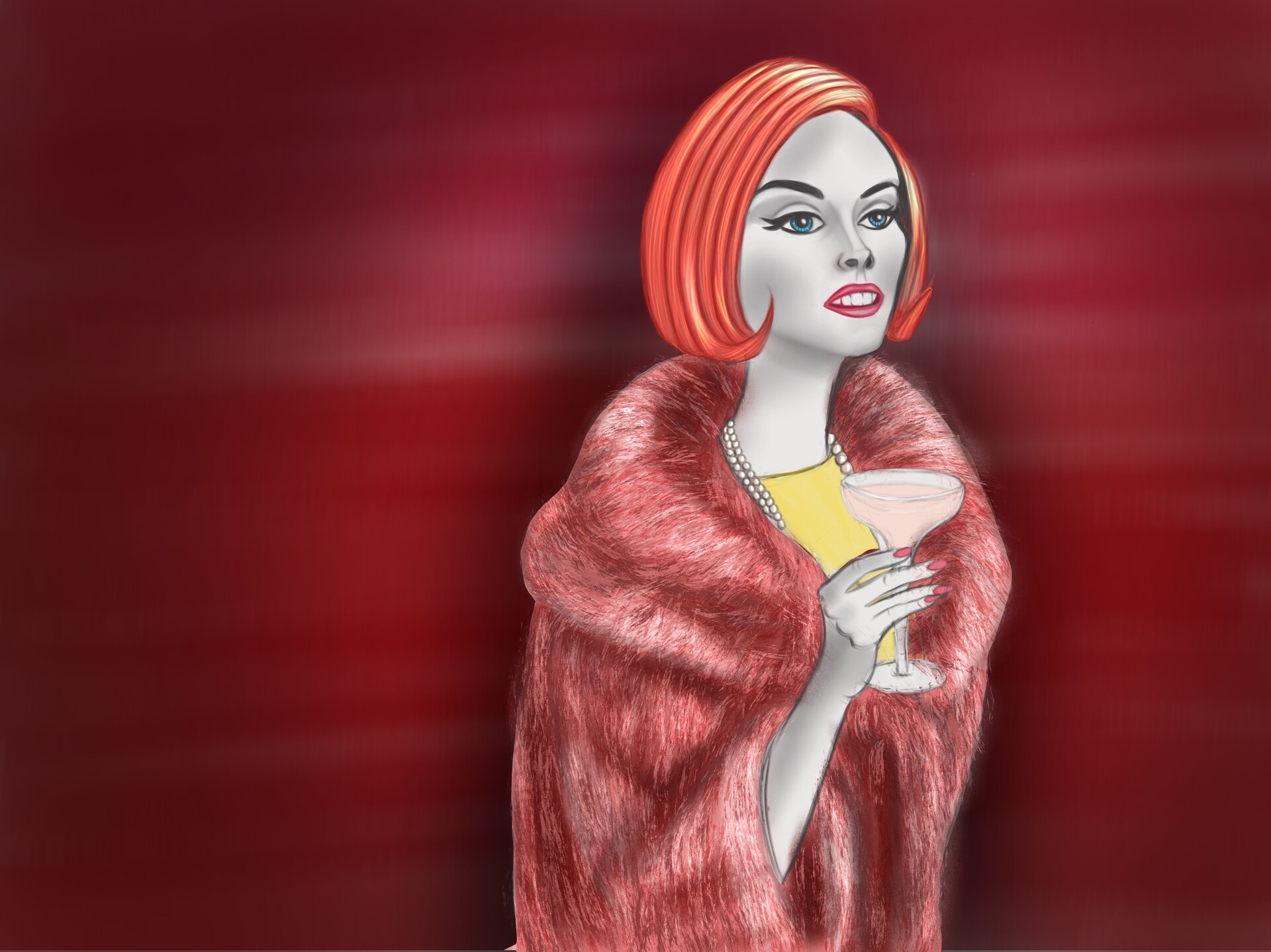ArtStation - Fur Coat and Champagne (WIP)
