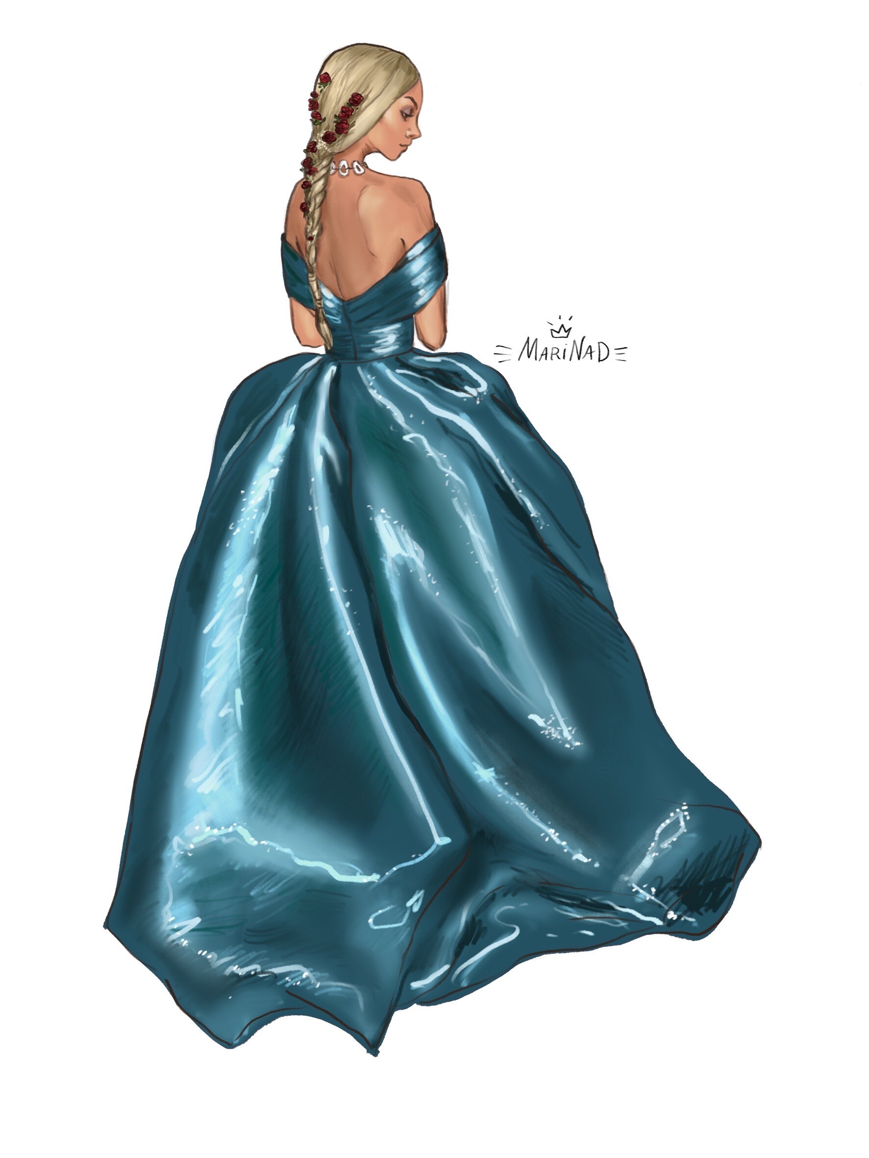 ArtStation - Blue dress digital illustration