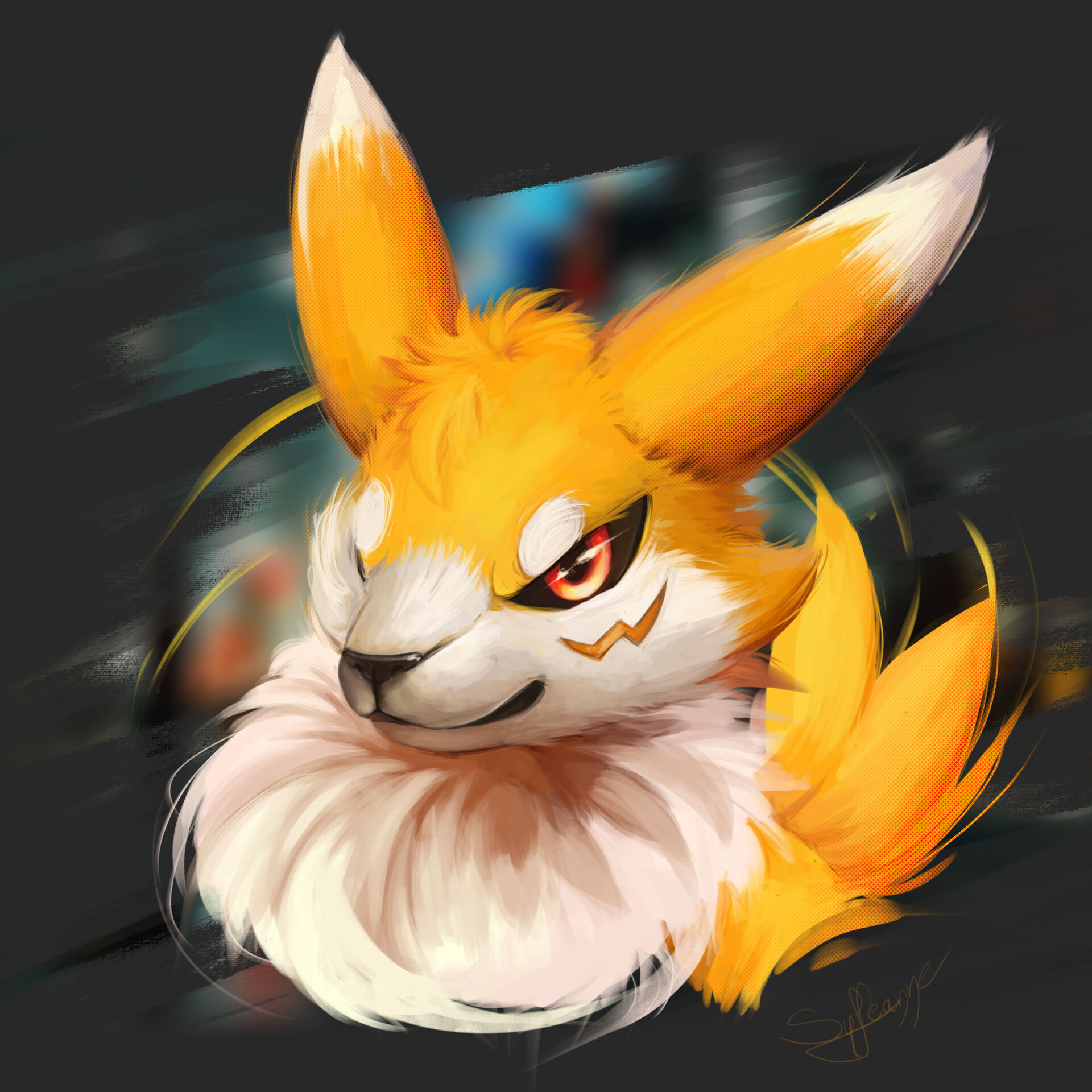 ArtStation - Renamon brushstroke portrait (giveway)