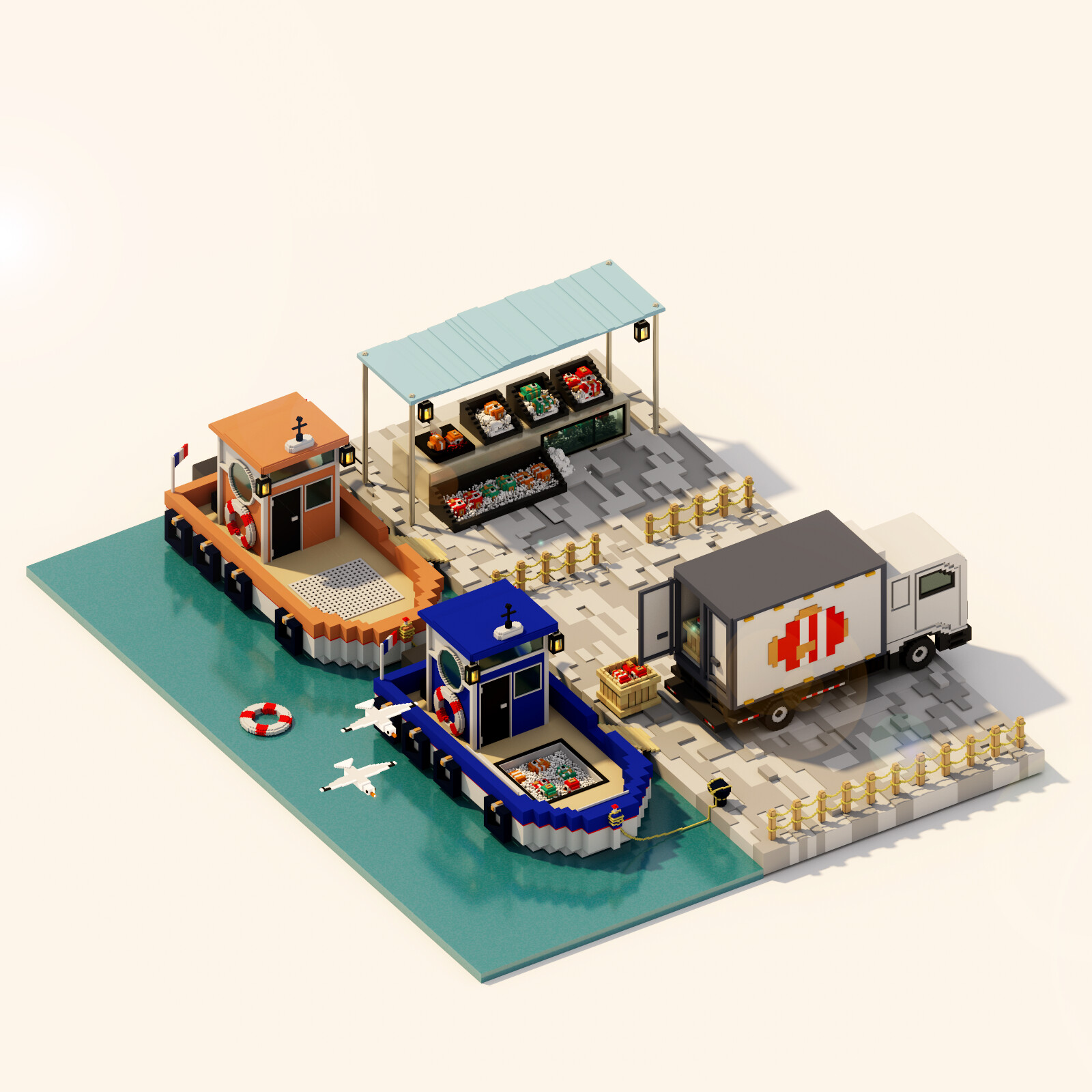 ArtStation - Voxel Ship scene
