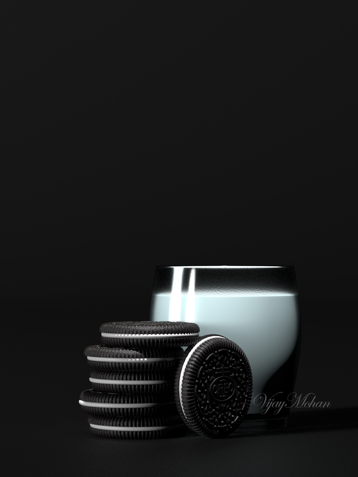 ArtStation - Oreo Biscuit With Milk Glass