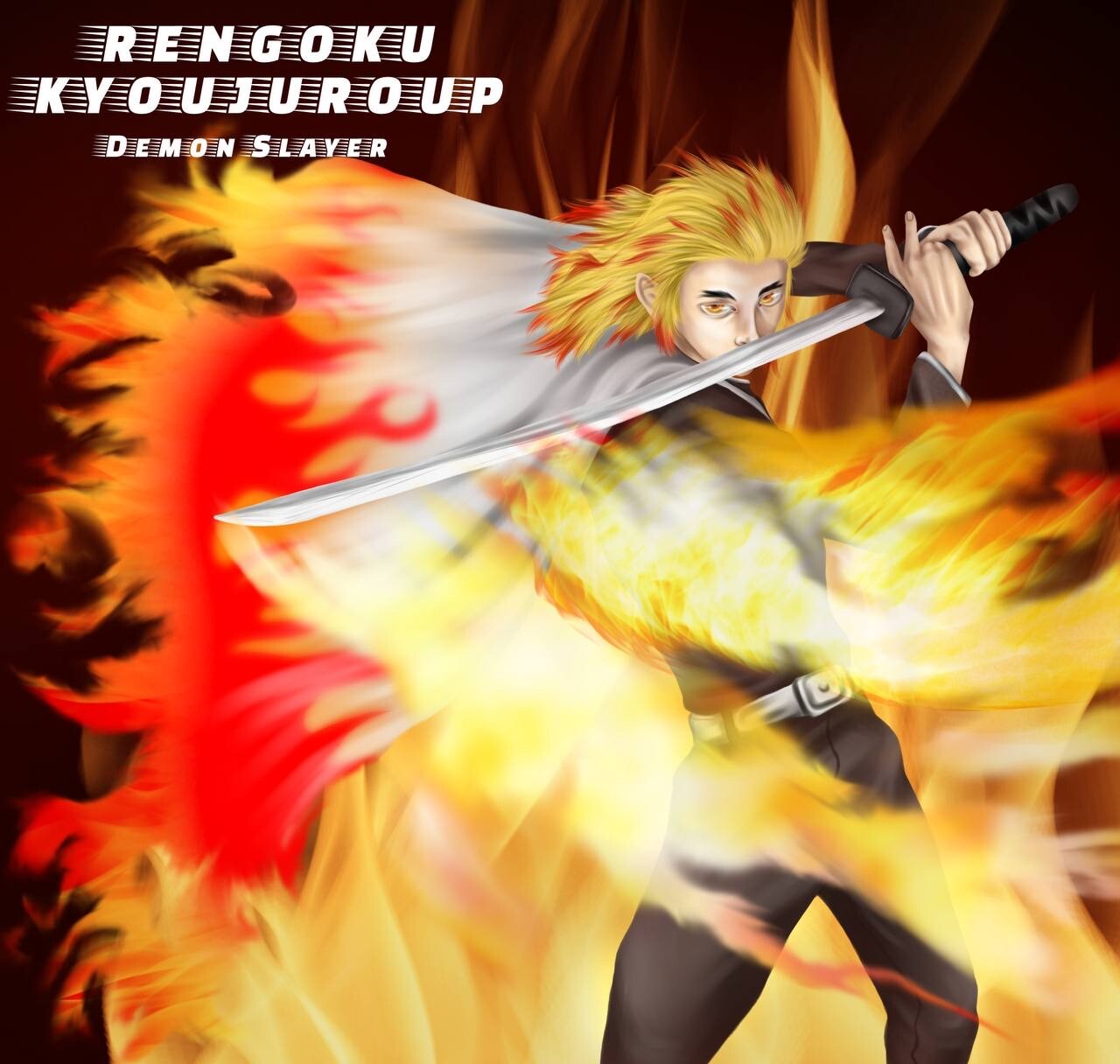 ArtStation - FanArt Rengoku Kyoujuroup - Demon Slayer
