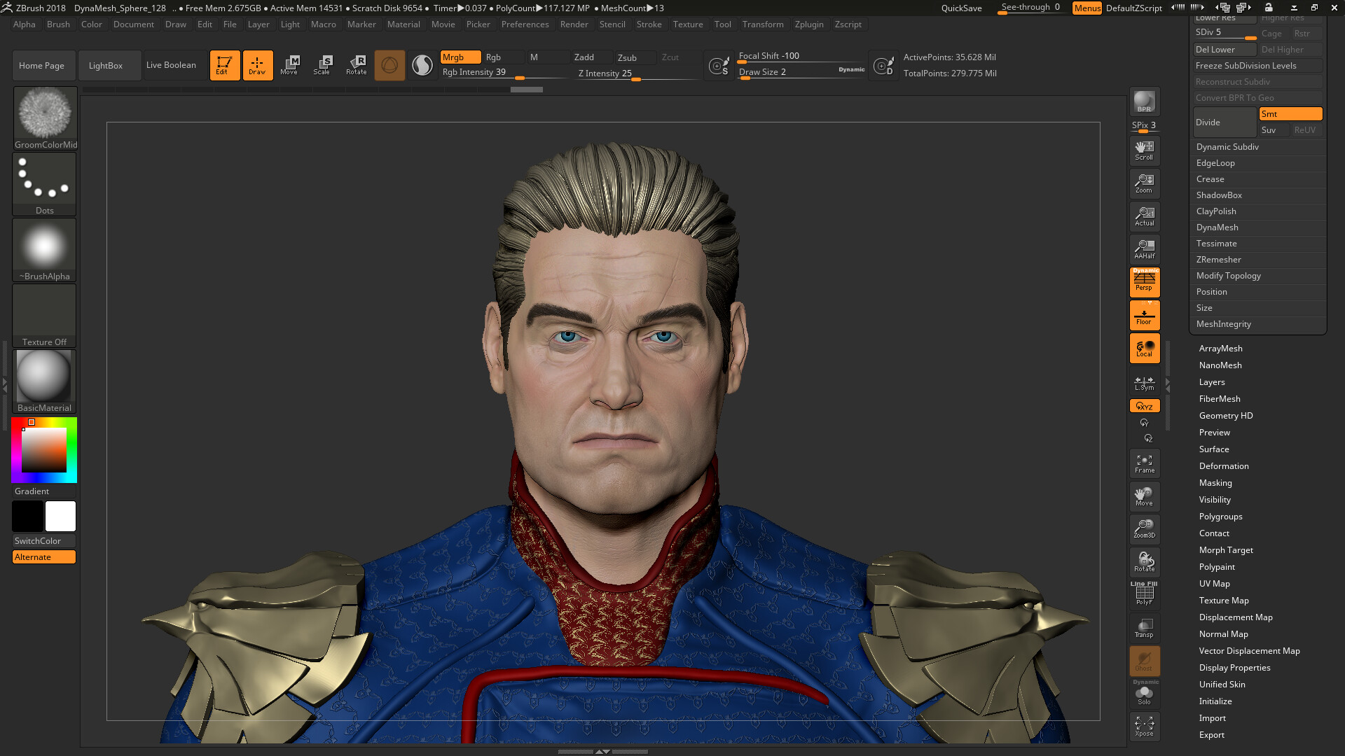 ArtStation - HOMELANDER statue Zbrush likeness, anatomy and hard surface study.