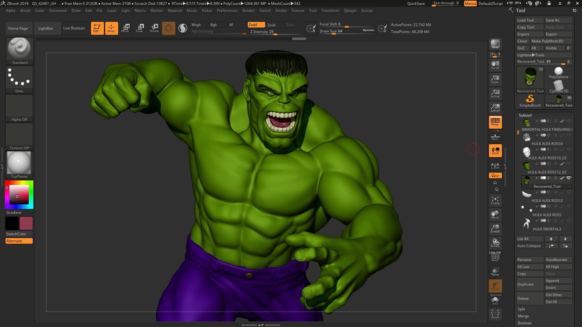 ArtStation - Immortal Hulk Alex Ross style (made in Zbrush)