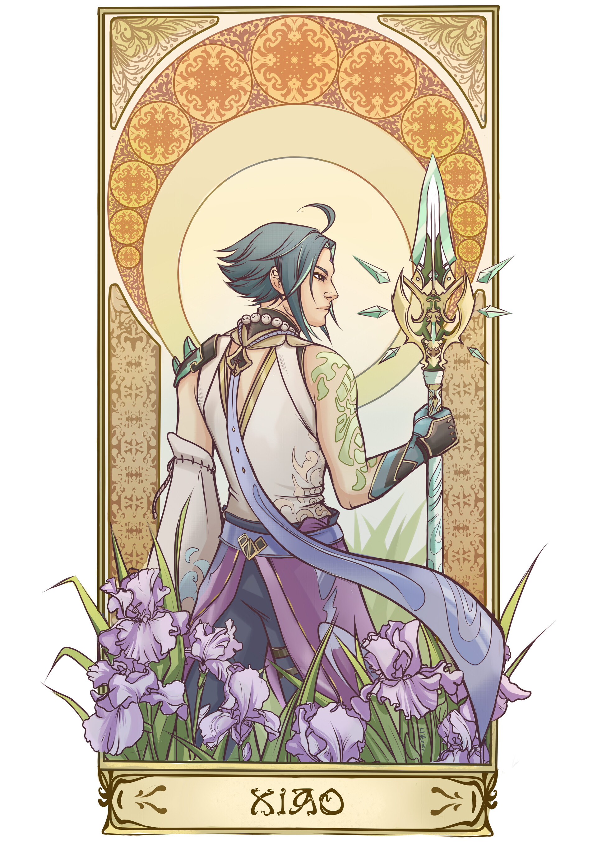 ArtStation - Xiao Genshin Impact- Art Nouveau Style