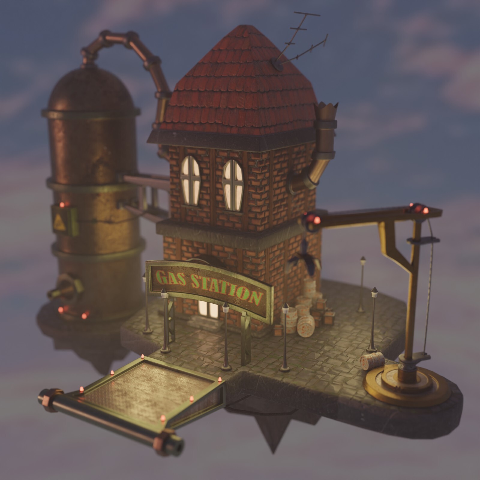 ArtStation - Steampunk Flying Gas Station