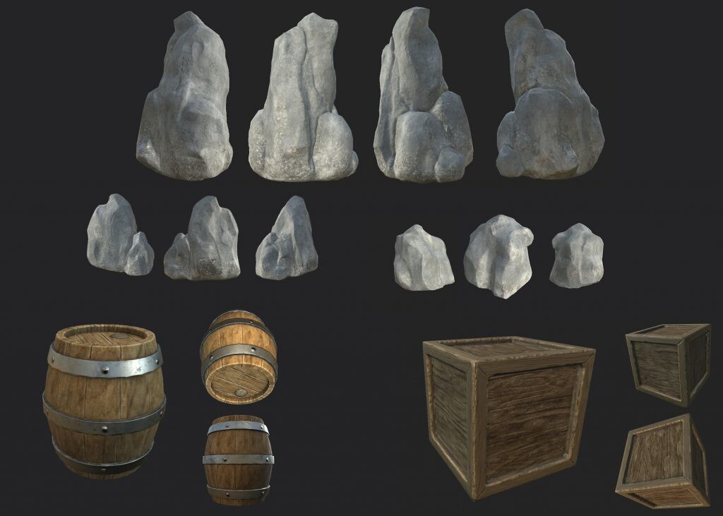 ArtStation - BOX, STONES & BARREL