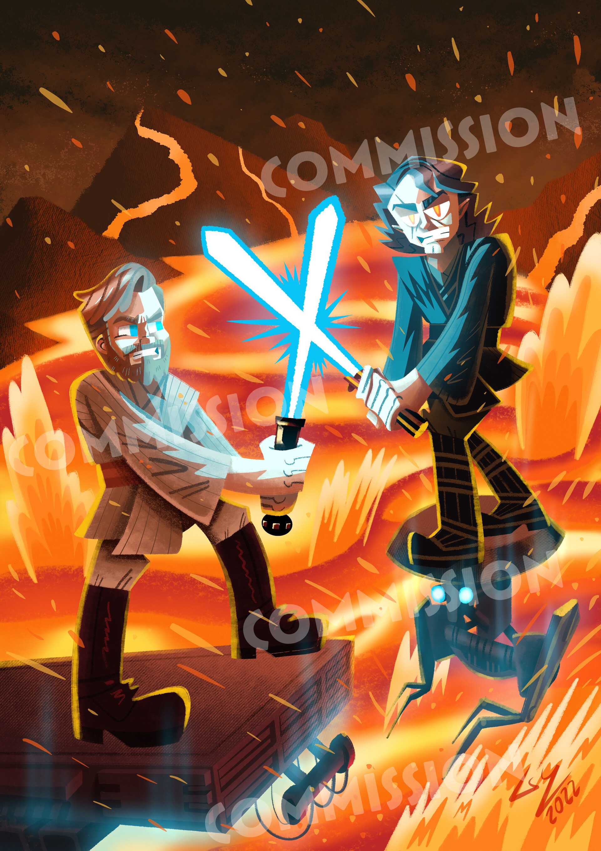 ArtStation - Obi Wan Kenobi vs Anakin Skywalker