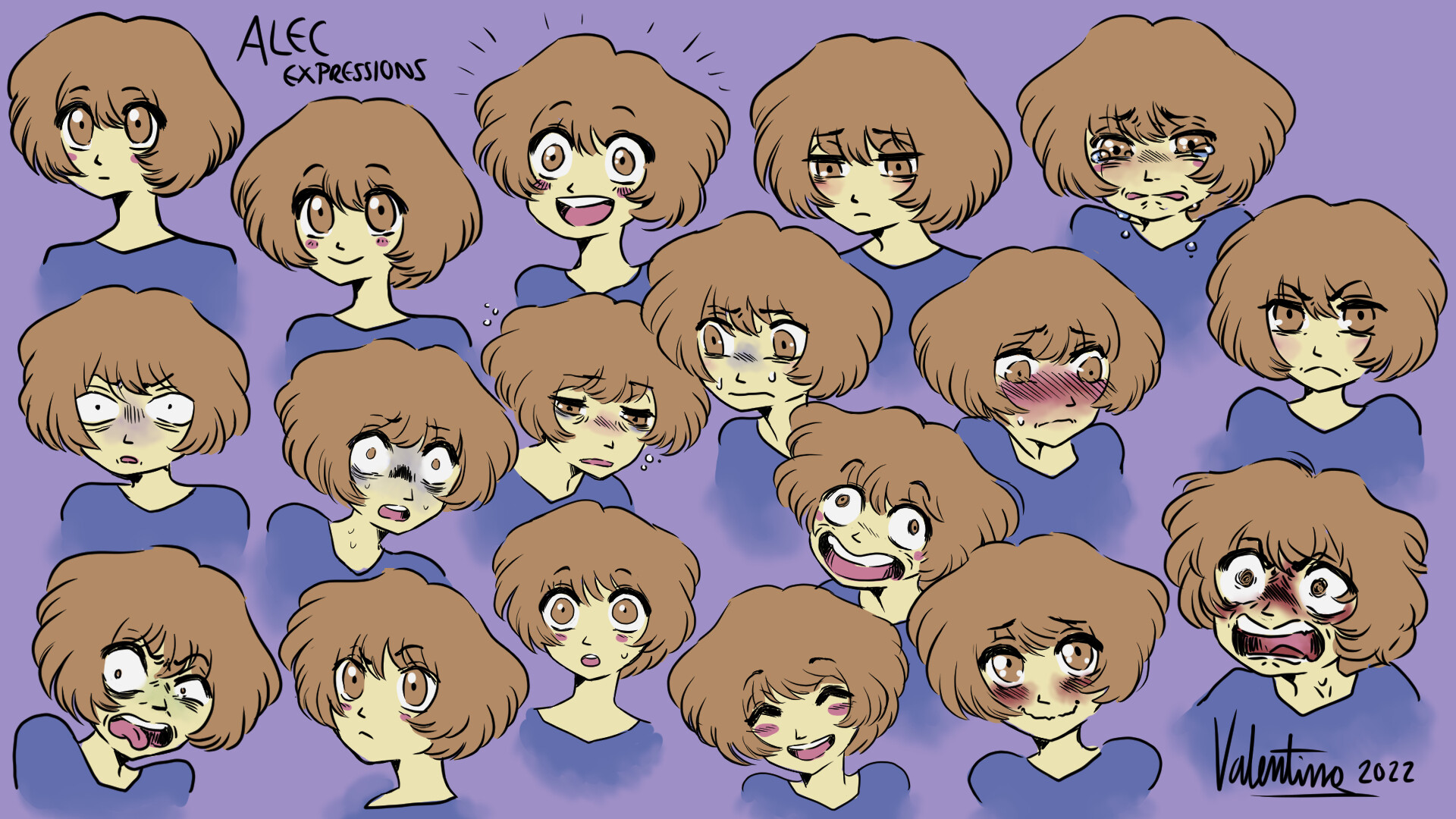 ArtStation - Character expression sheet - Misfire Animatic