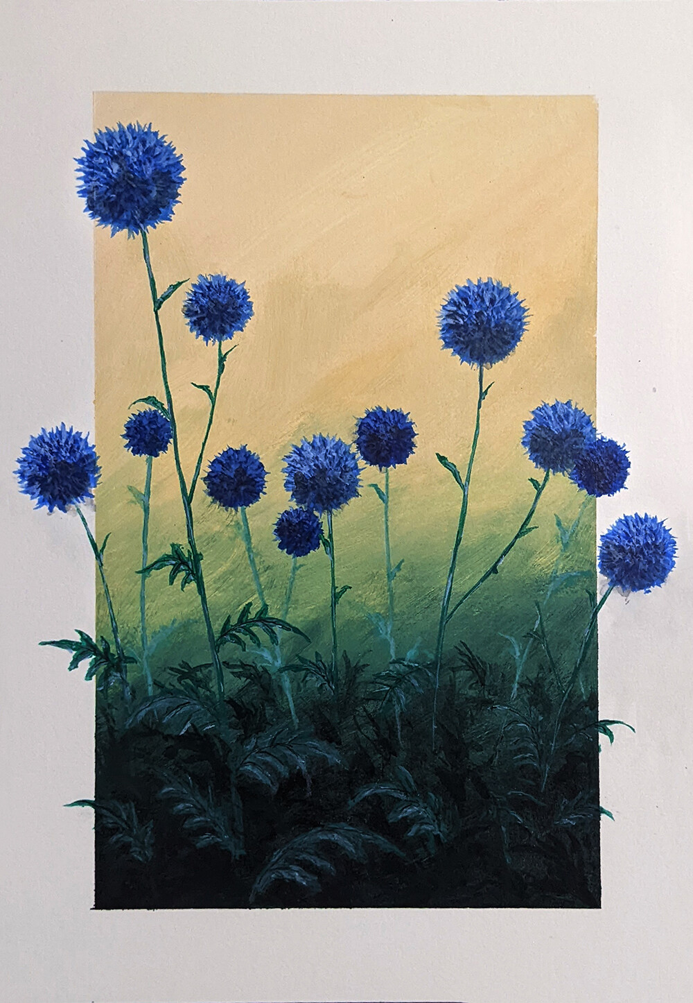 ArtStation - Globe thistle acrylic painting experiment