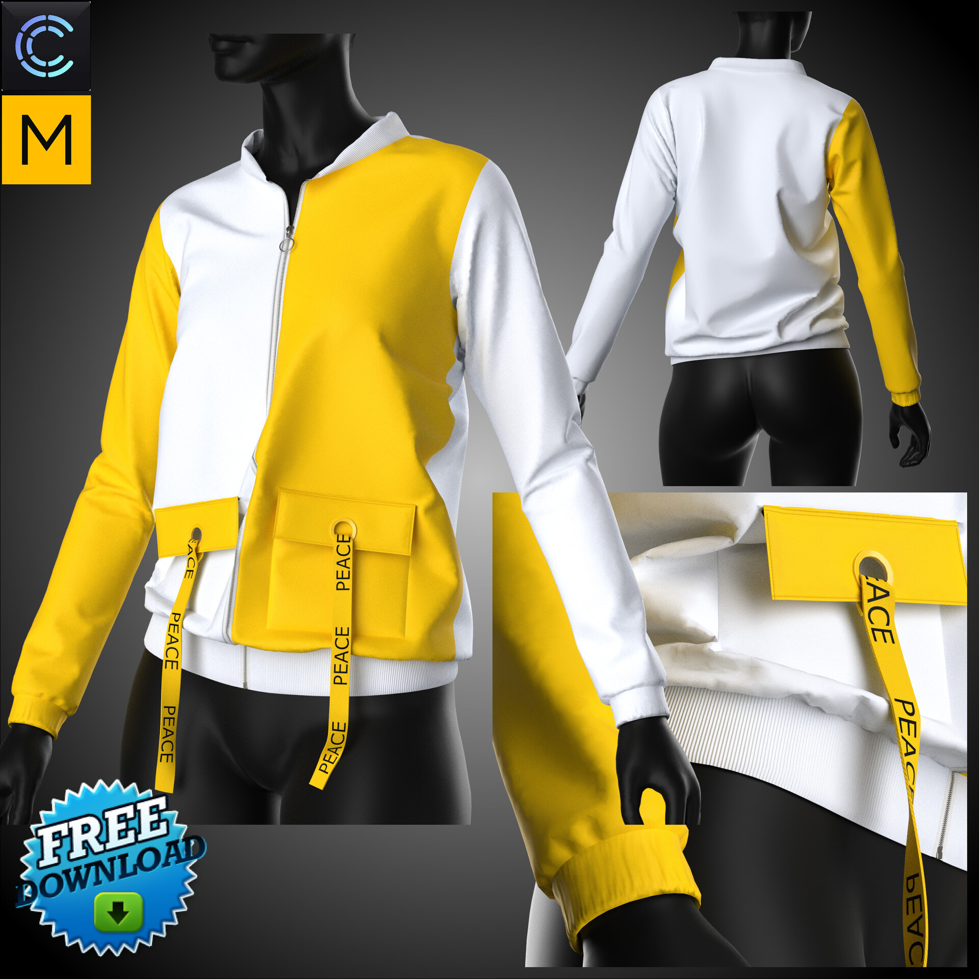 ArtStation - Color blocked jacket made in CLO3D