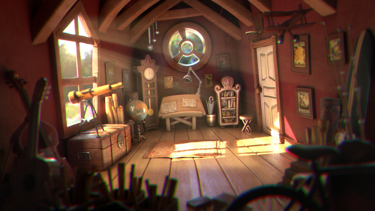 ArtStation - Attic Indoor Lighting * Sunny Day