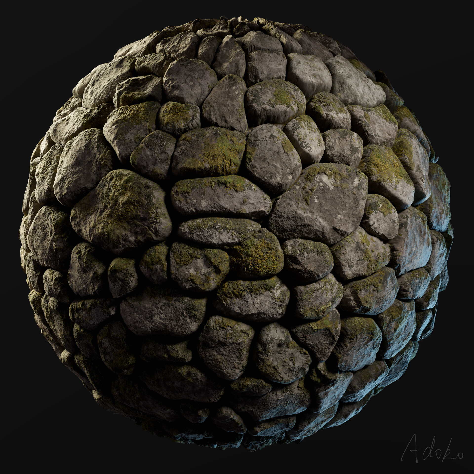 Adoko - stone wall_02_moss