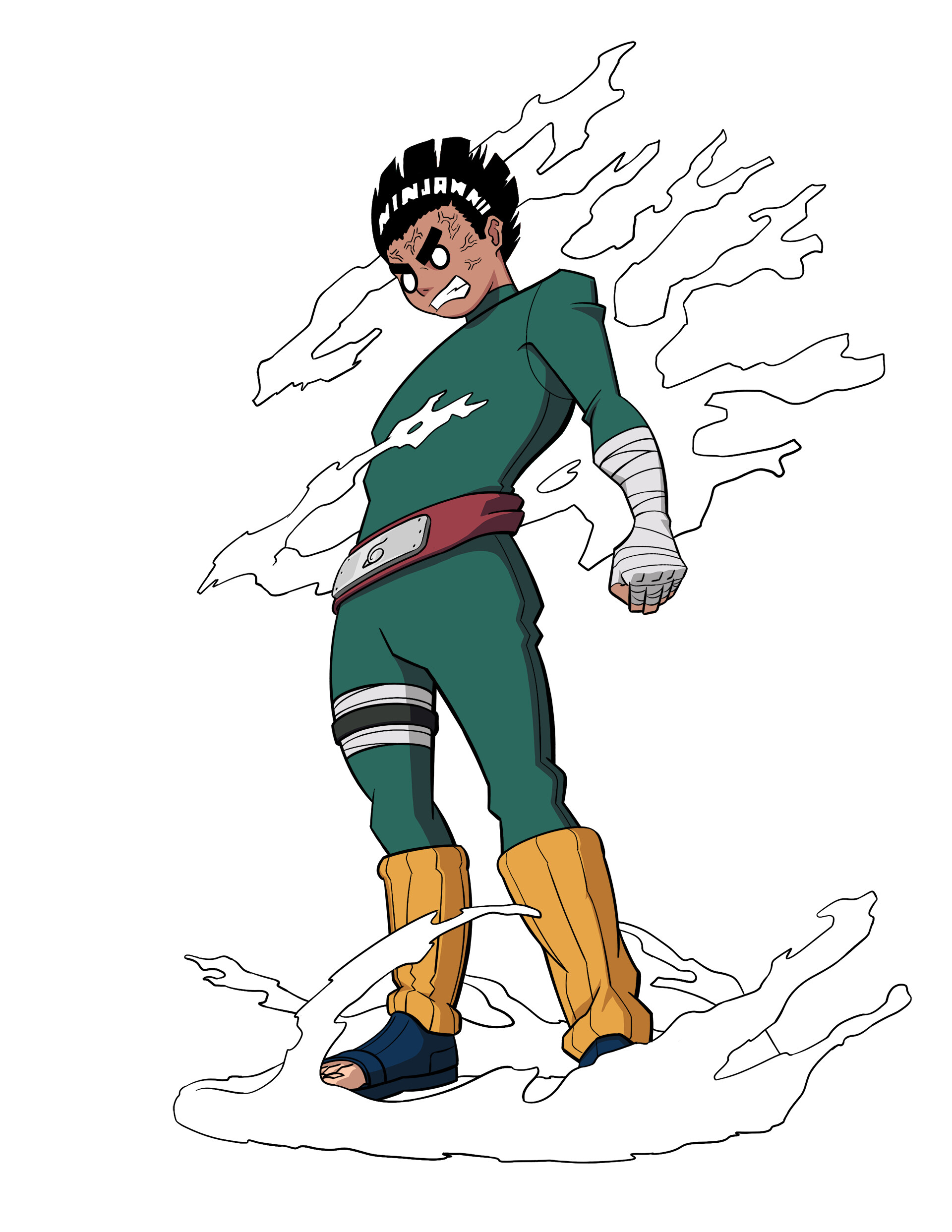 how to draw rock lee 8 gates