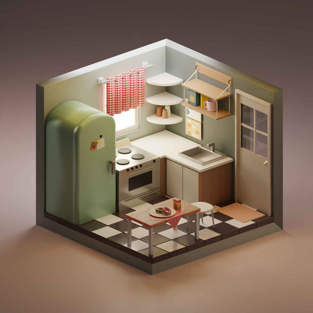 ArtStation - Isometric 3D Kitchen