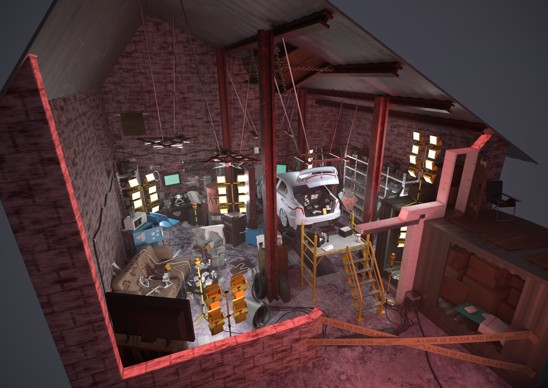 ArtStation - Garage crime scene
