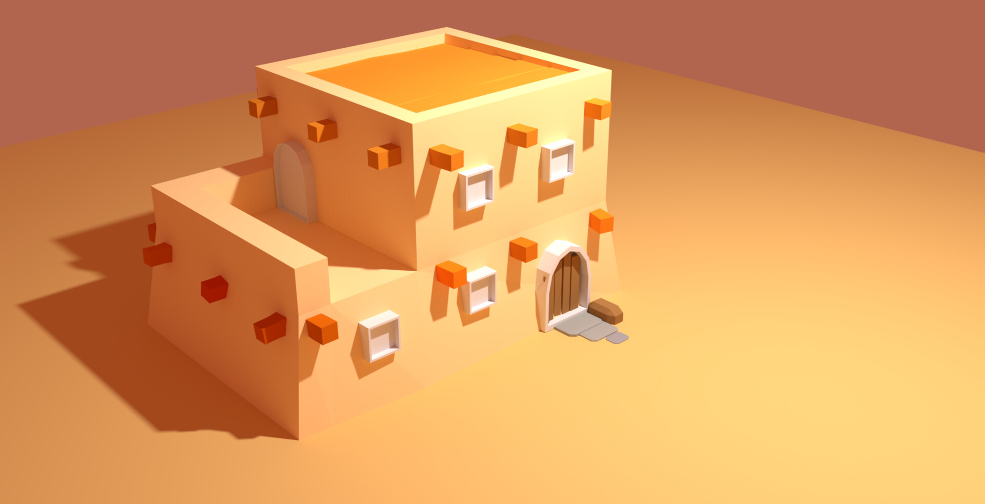 ArtStation - Low poly house in desert