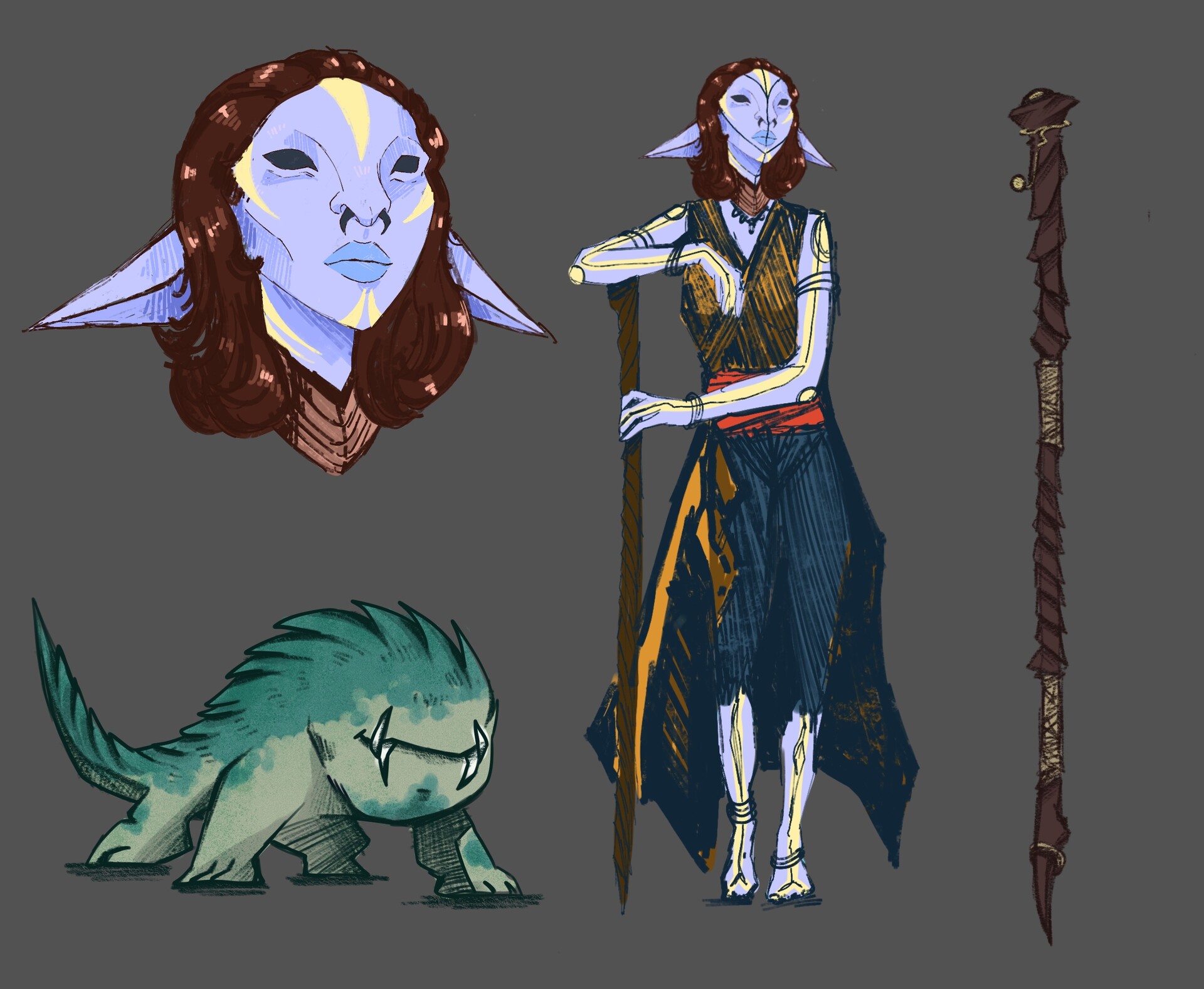 ArtStation - Girl alien and monster + weapon