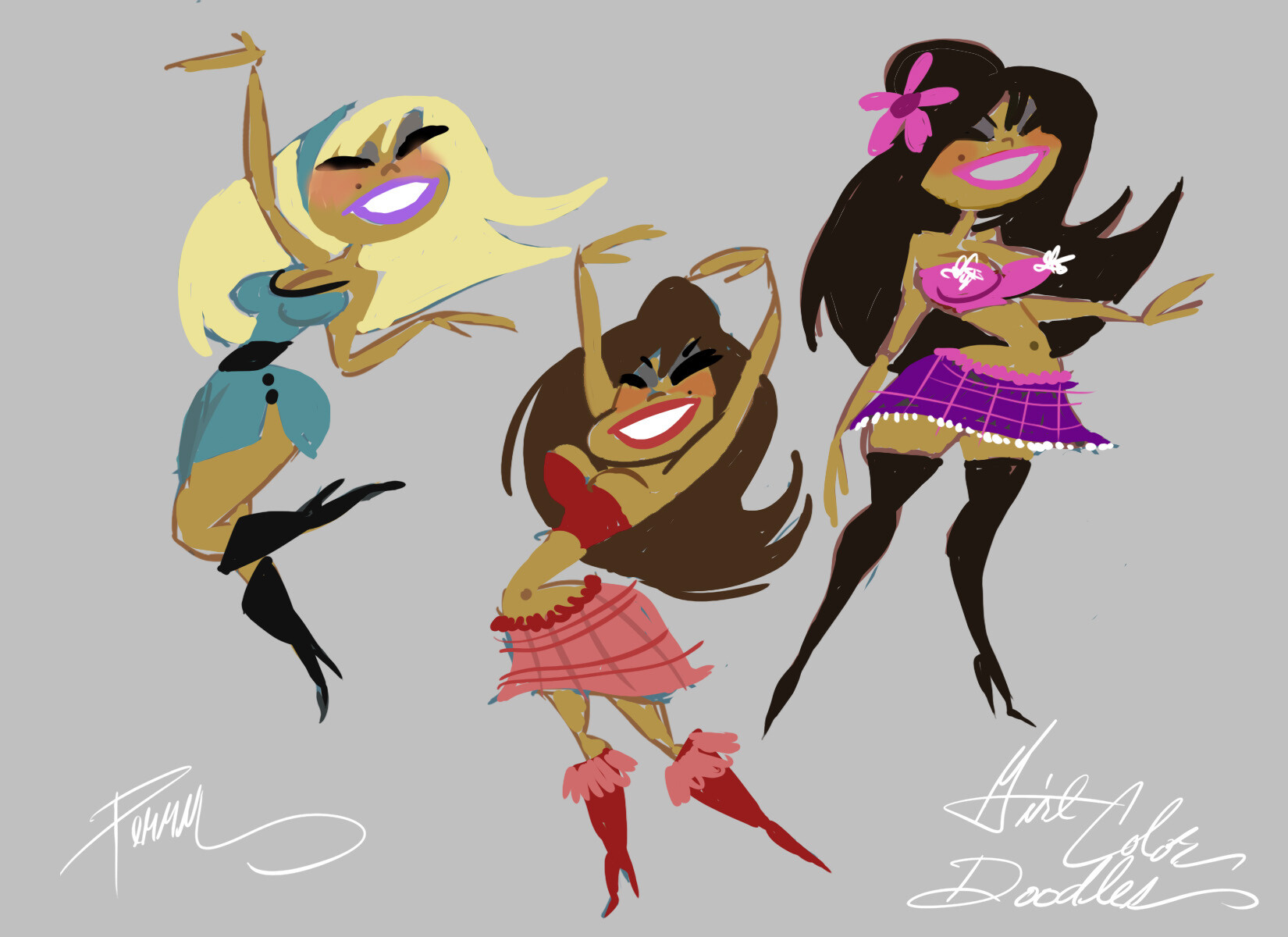 ArtStation - Girl Color doodle poses