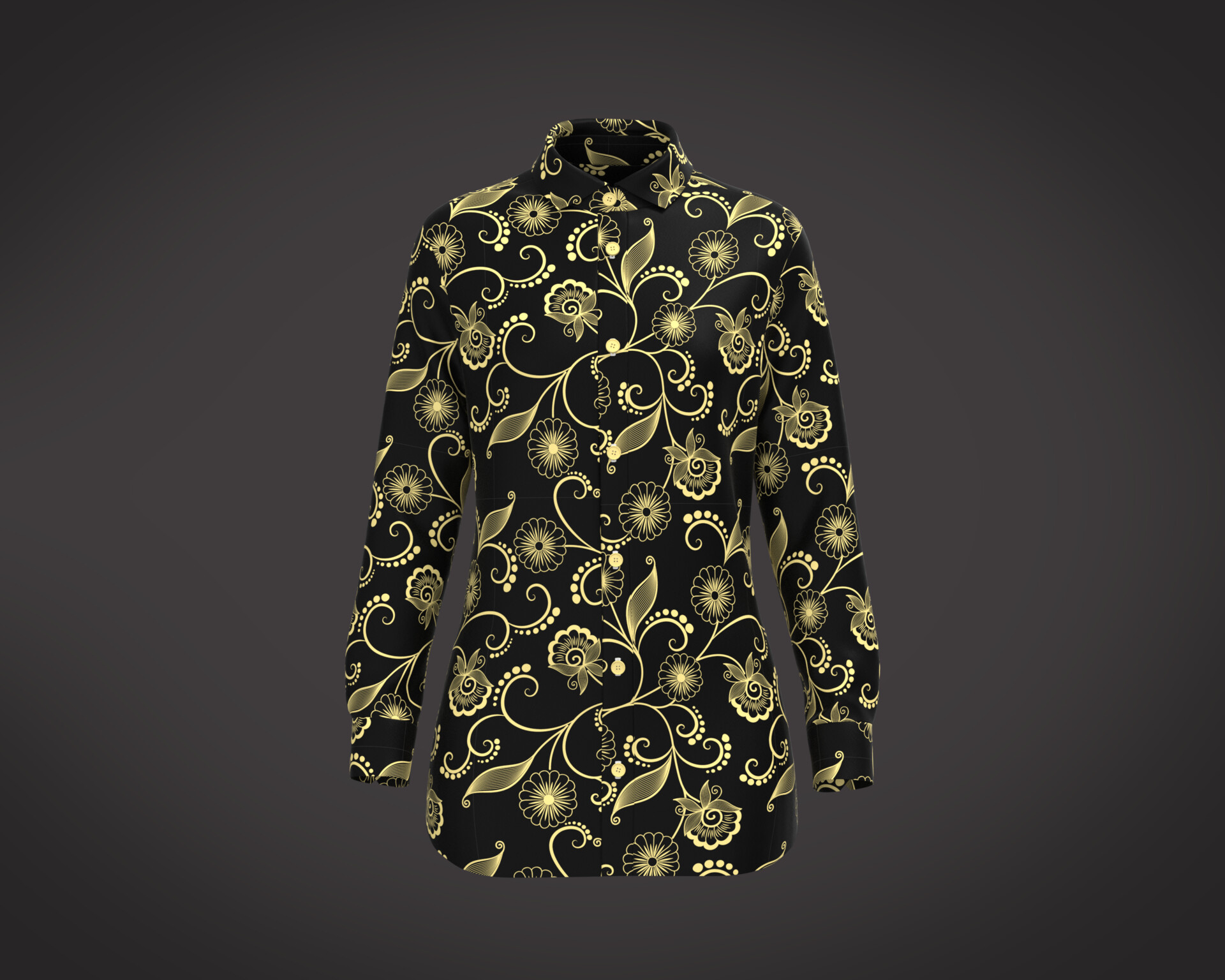 ArtStation - Ladies Long Sleeve Gold Print Shirt