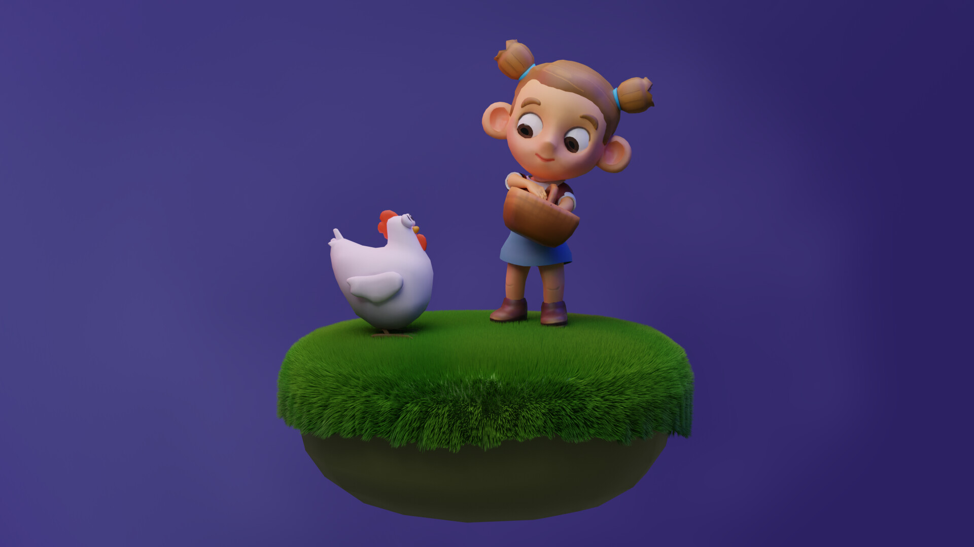 ArtStation - Cartoon Girl & Chicken Scene