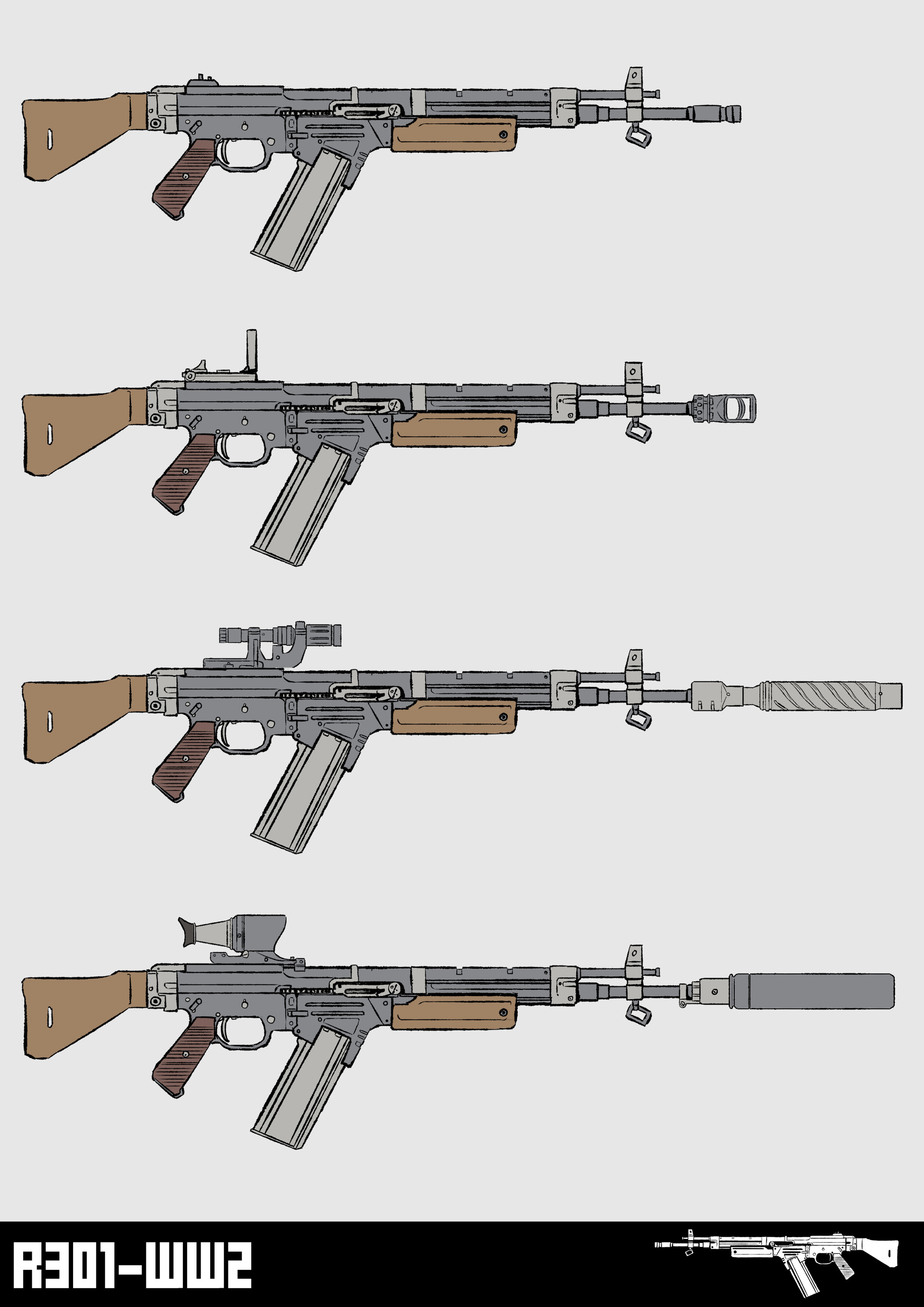 ArtStation - Weapon sketch - WW2 style R301