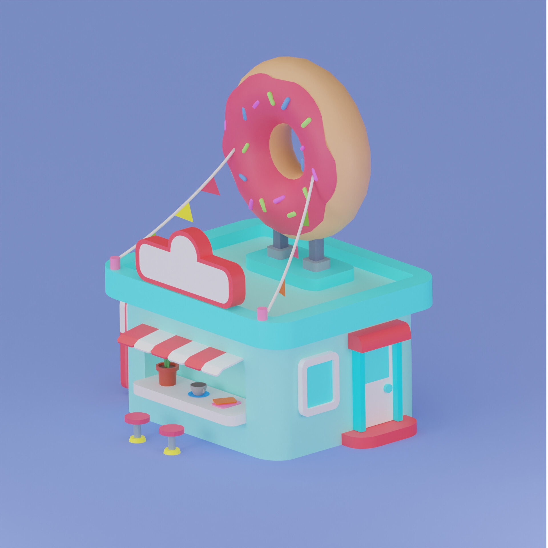 ArtStation - Low Poly Donut Shop