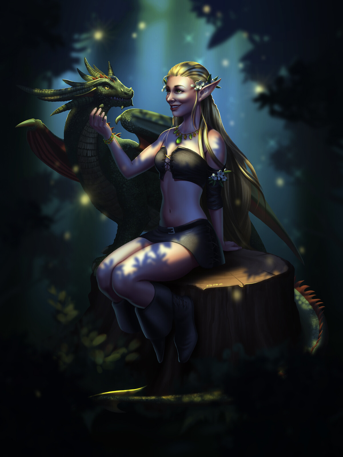 Artstation Elf Girl With A Dragon
