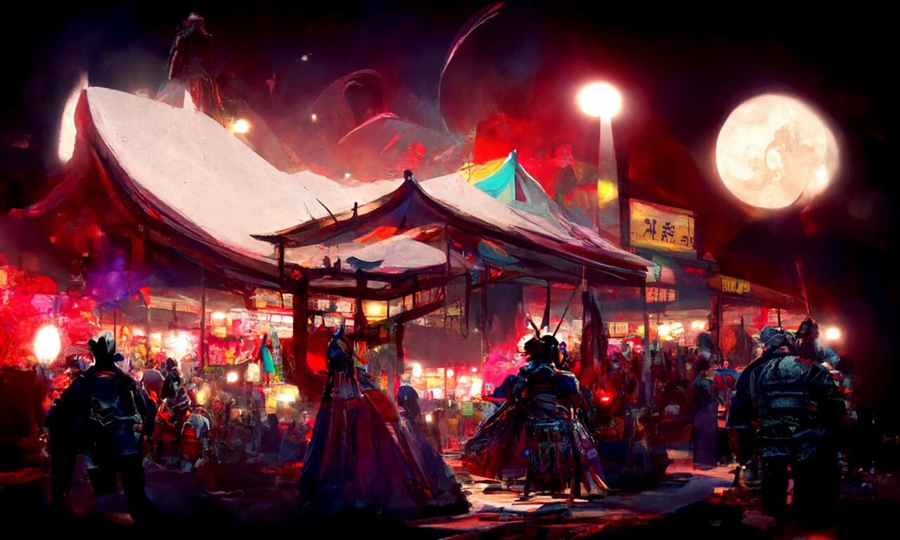 ArtStation - Samurai Village Carnival Night Time