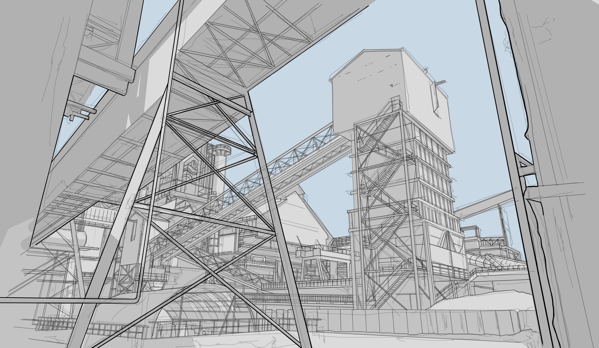 ArtStation - prospective study in industrial factory