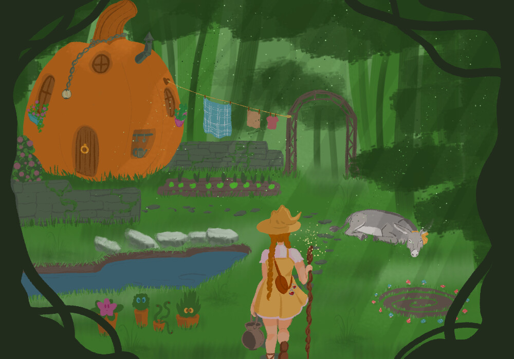 ArtStation - Little witch in woods.