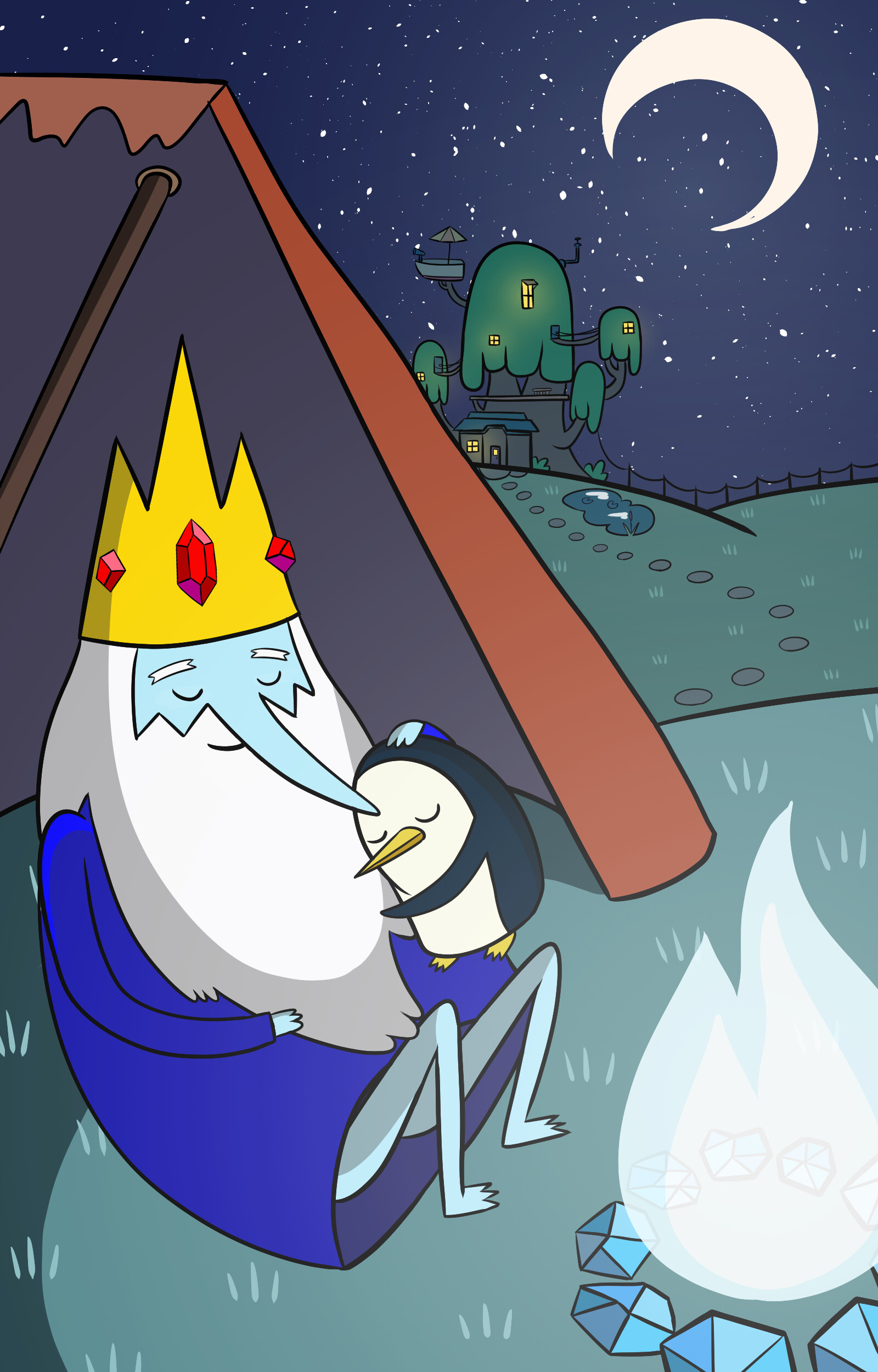 Adventure Time Ice King And Gunter Sad