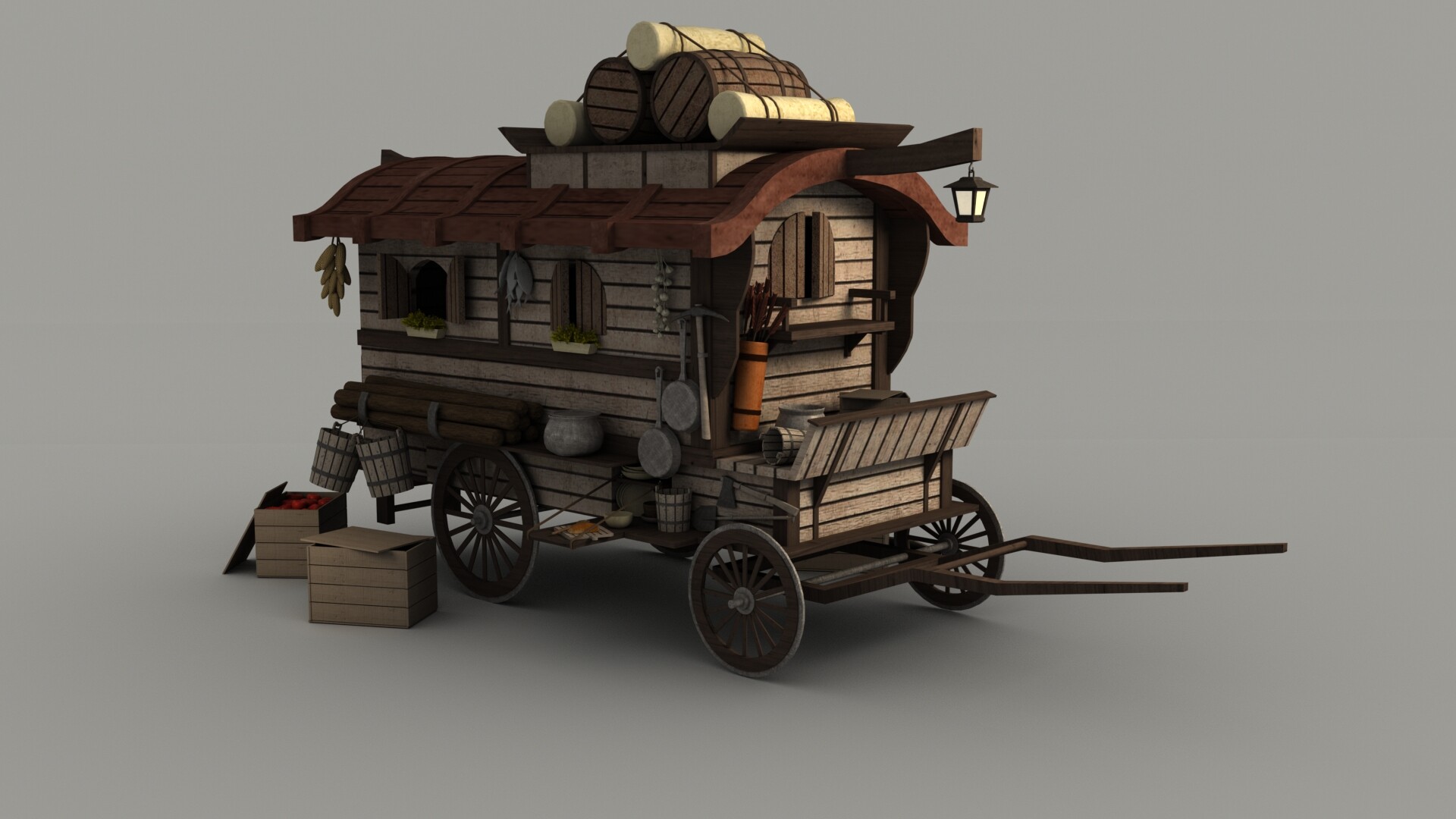ArtStation - Stylised Wagon (3D Prop Model)