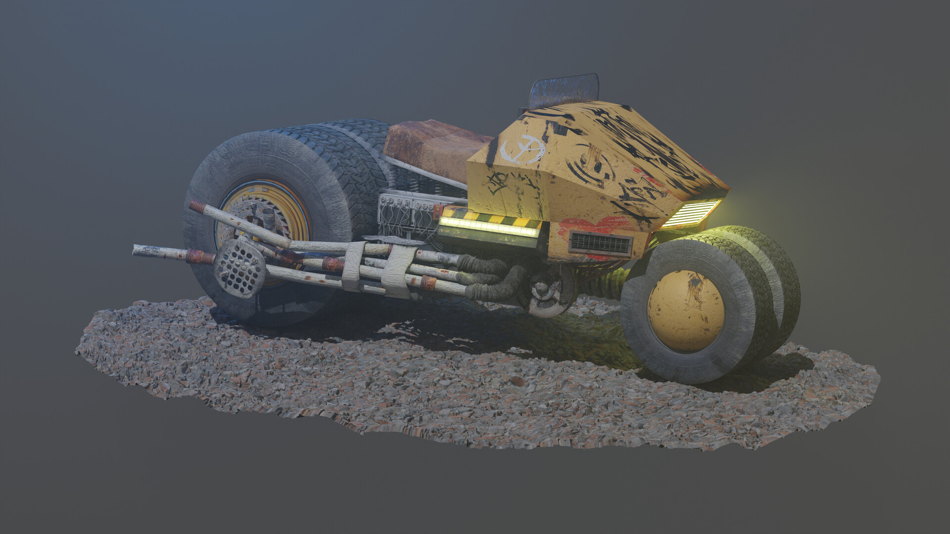 ArtStation - Cyberpunk, junky yard, post apocalyptic bike