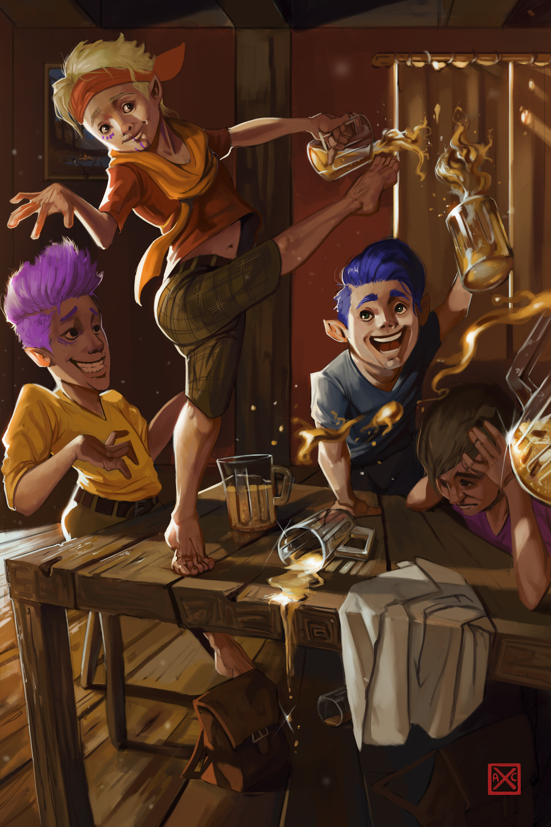 ArtStation - Halflings In A Tavern