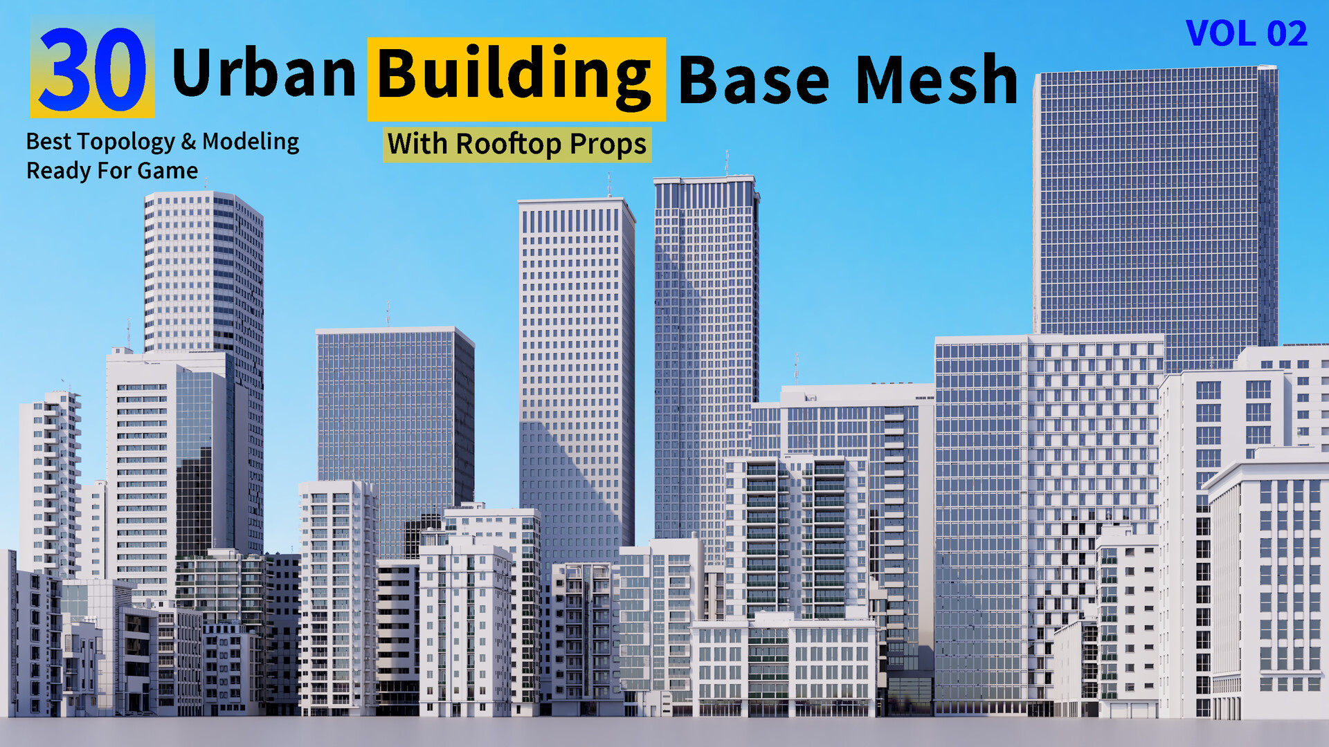 ArtStation - 30 Urban Building Base Mesh (with Rooftop) - Real scale ...