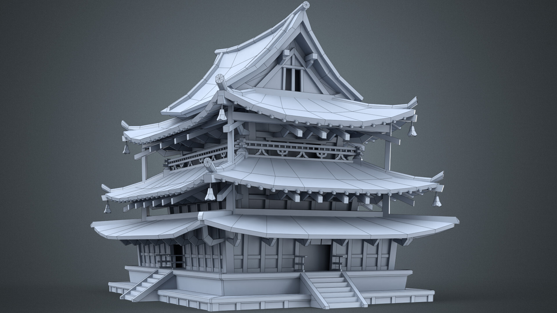 Aleksandr Kostin - Cartoon Japanese Temple Low-Poly 3D model