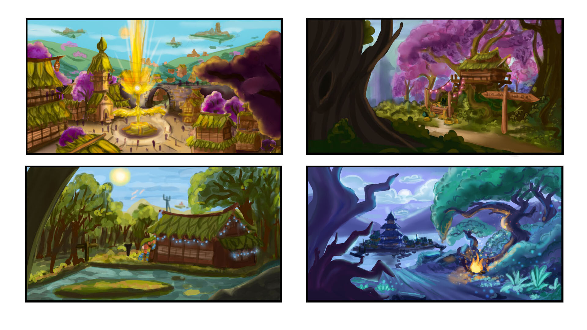 ArtStation - Japanese inspired village and Enchanted forest