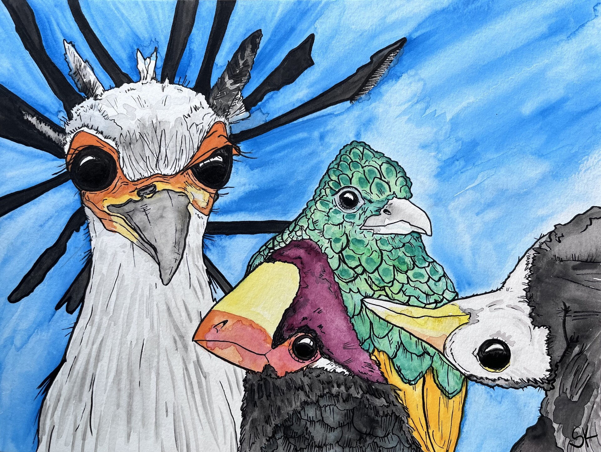 ArtStation - Bird Crew | Watercolor + Ink